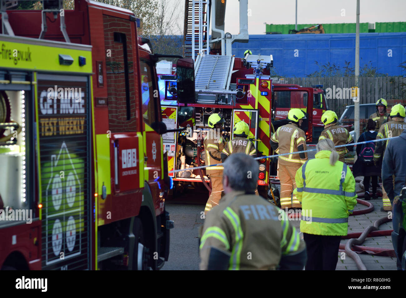Emergency services respond to a house fire in a residential street in ...