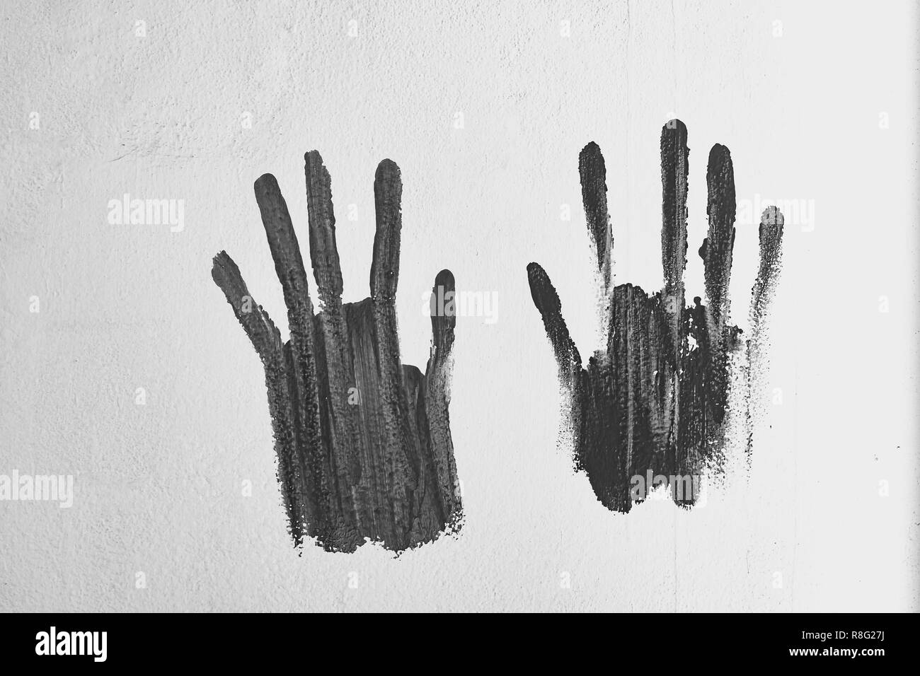 Red handprint Black and White Stock Photos & Images - Alamy