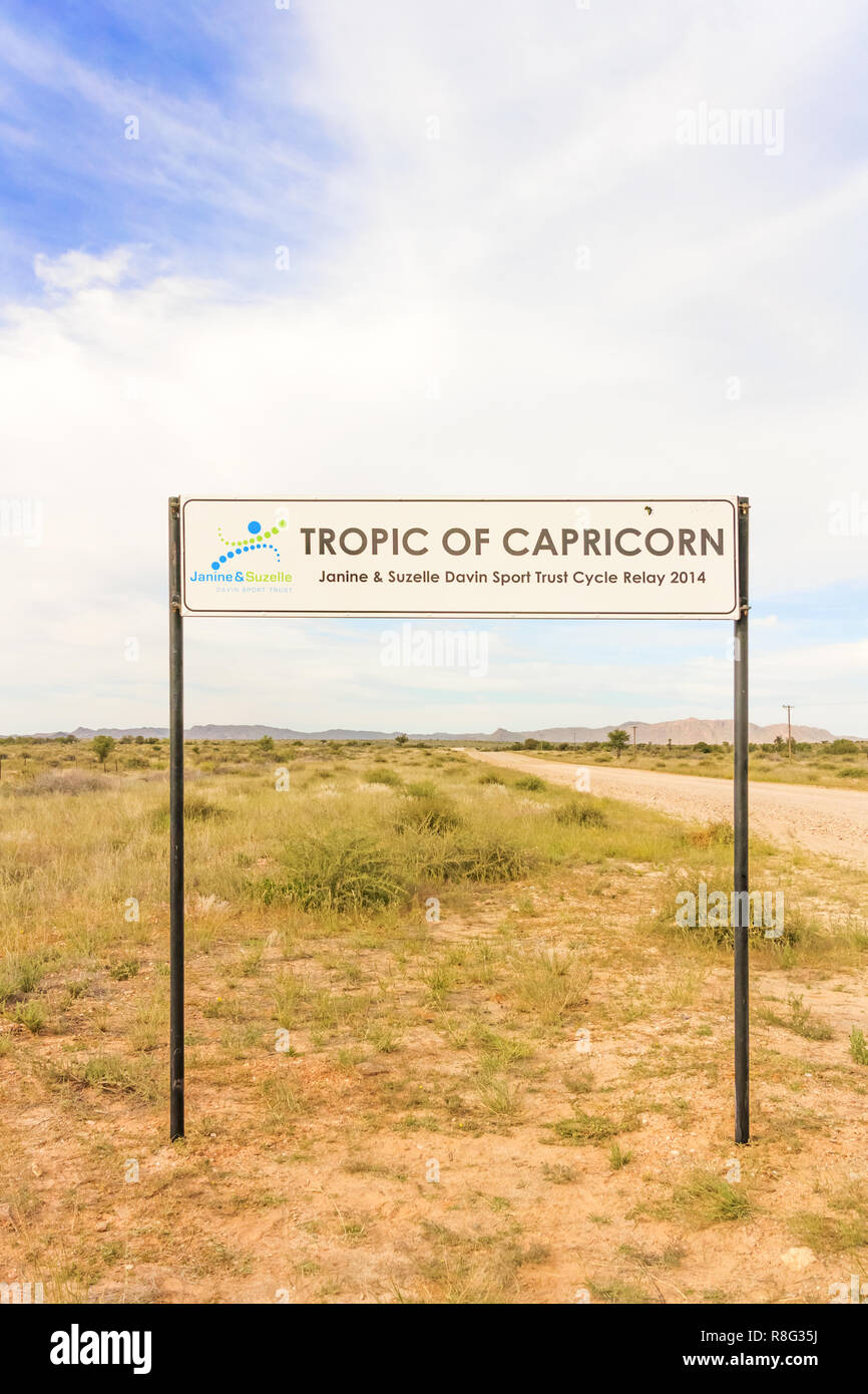 Tropic of Capricorn, Namibia - April 24, 2015: Passing Tropic of ...