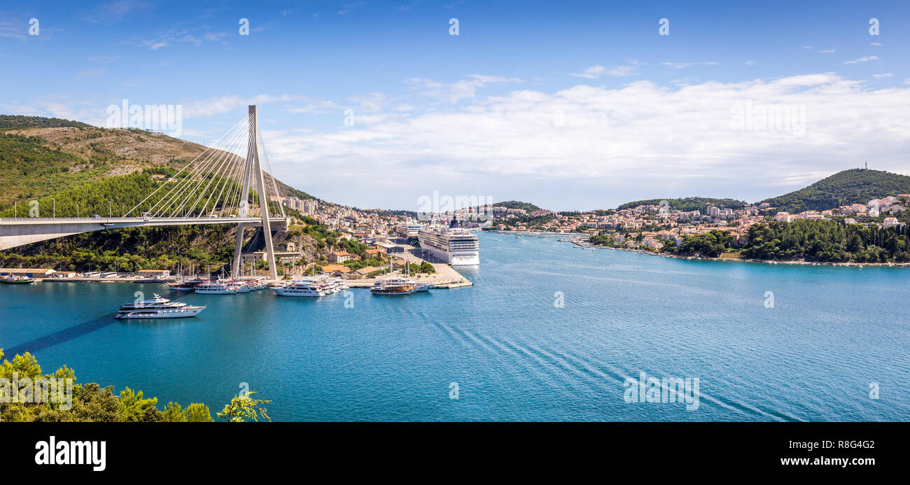 Panorama of impressive Franjo Tudman bridge in Dubrovnik, Croatia Stock ...