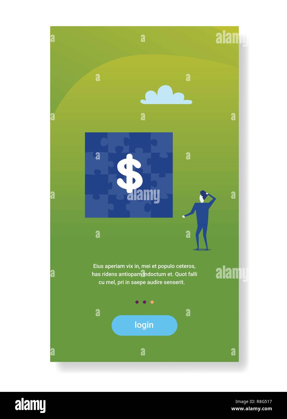 businessman looking puzzle jigsaw dollar sign financial problem ...