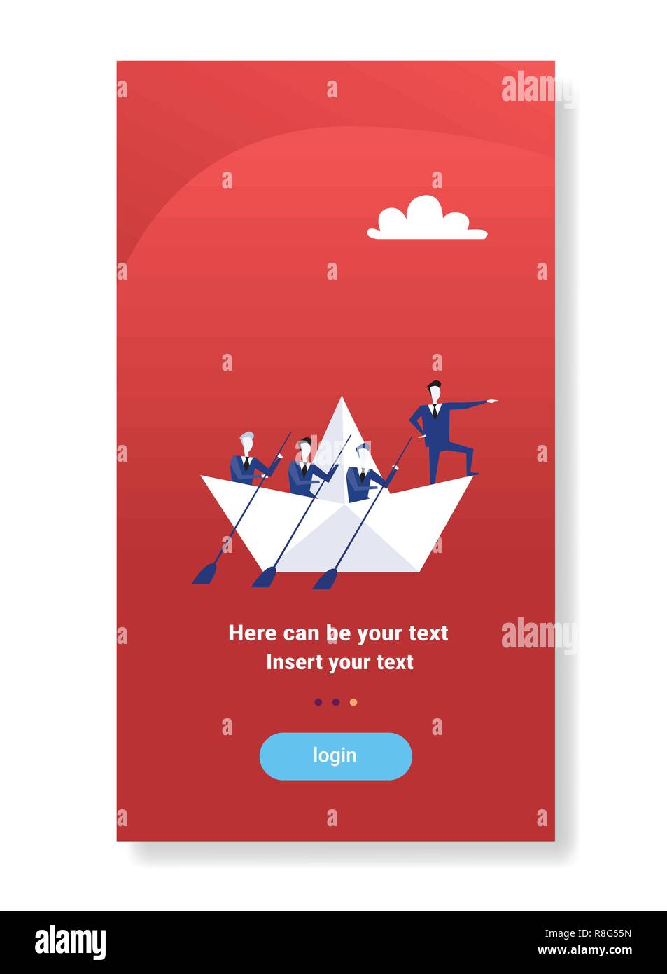 businessman leading business people team swim in boat teamwork ...