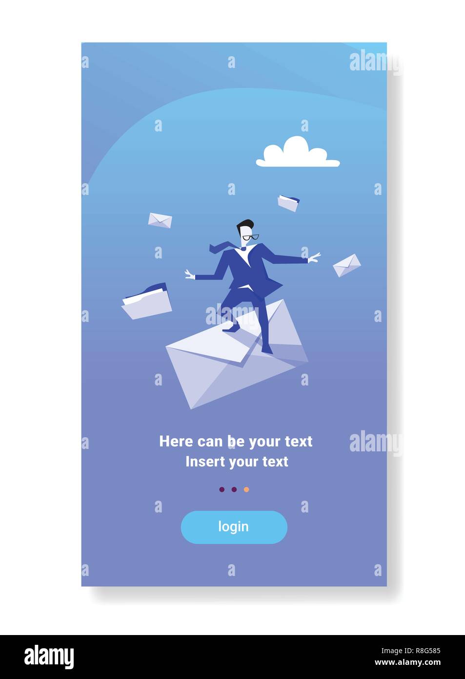 businessman standing envelope papper letter communication concept flat ...