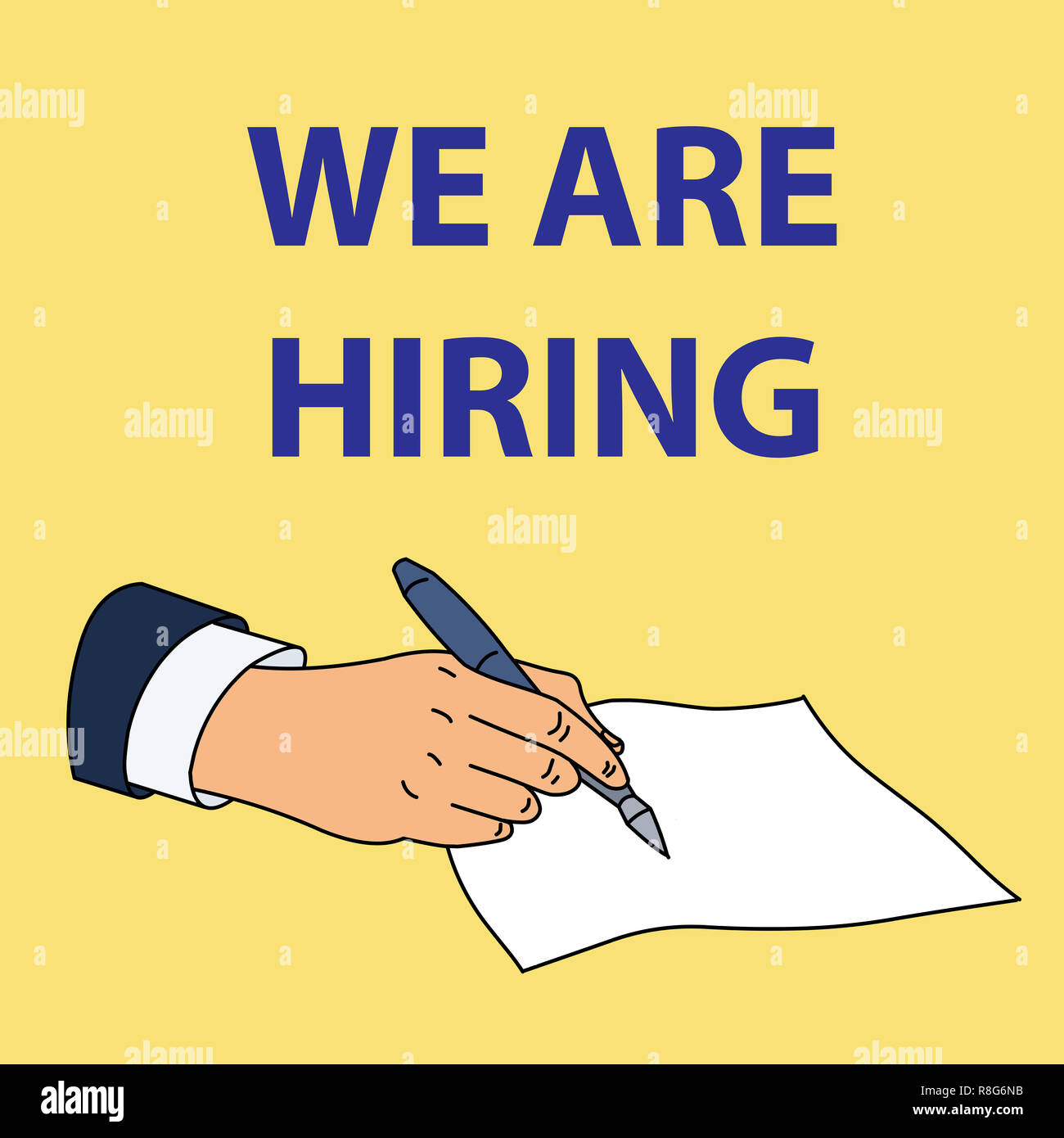 Handwriting text writing We re are Hiring. Concept meaning Advertising ...