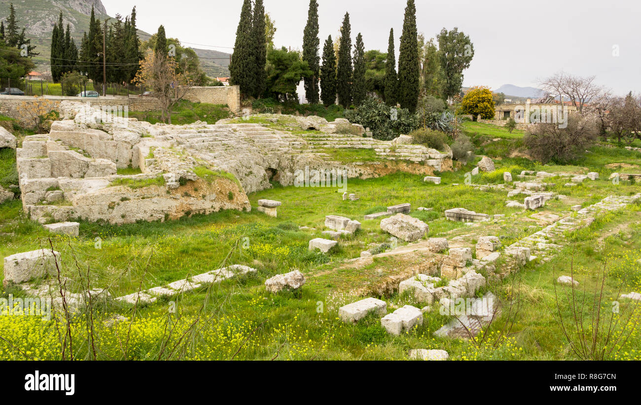 Roman Odeum of Ancient Corinth, Peloponnese, Greece Stock Photo - Alamy