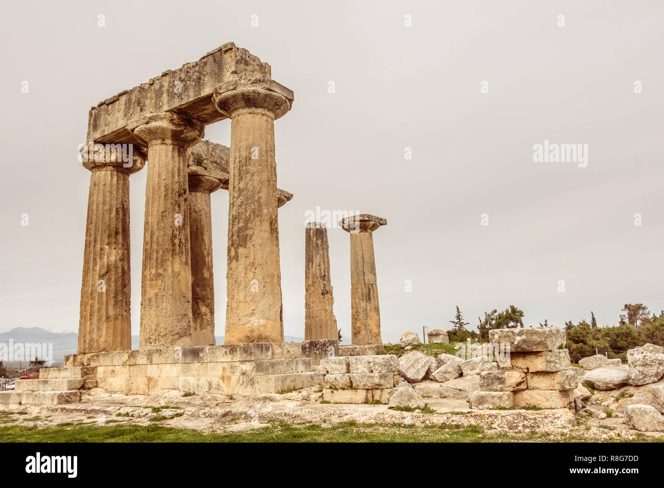 Temple of Apollo in Ancient Corinth, Greece Stock Photo - Alamy
