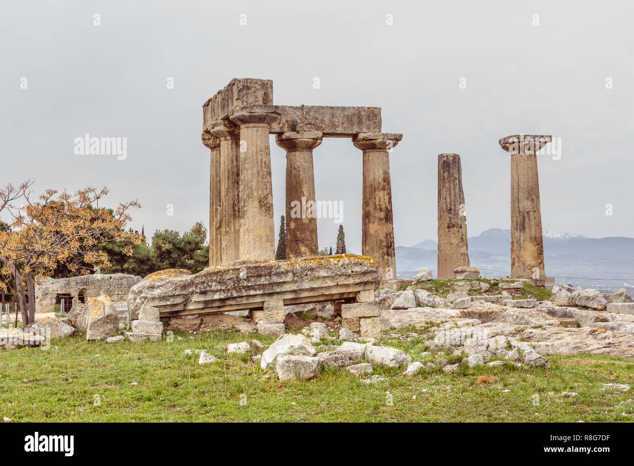Temple of Apollo in Ancient Corinth, Greece Stock Photo - Alamy