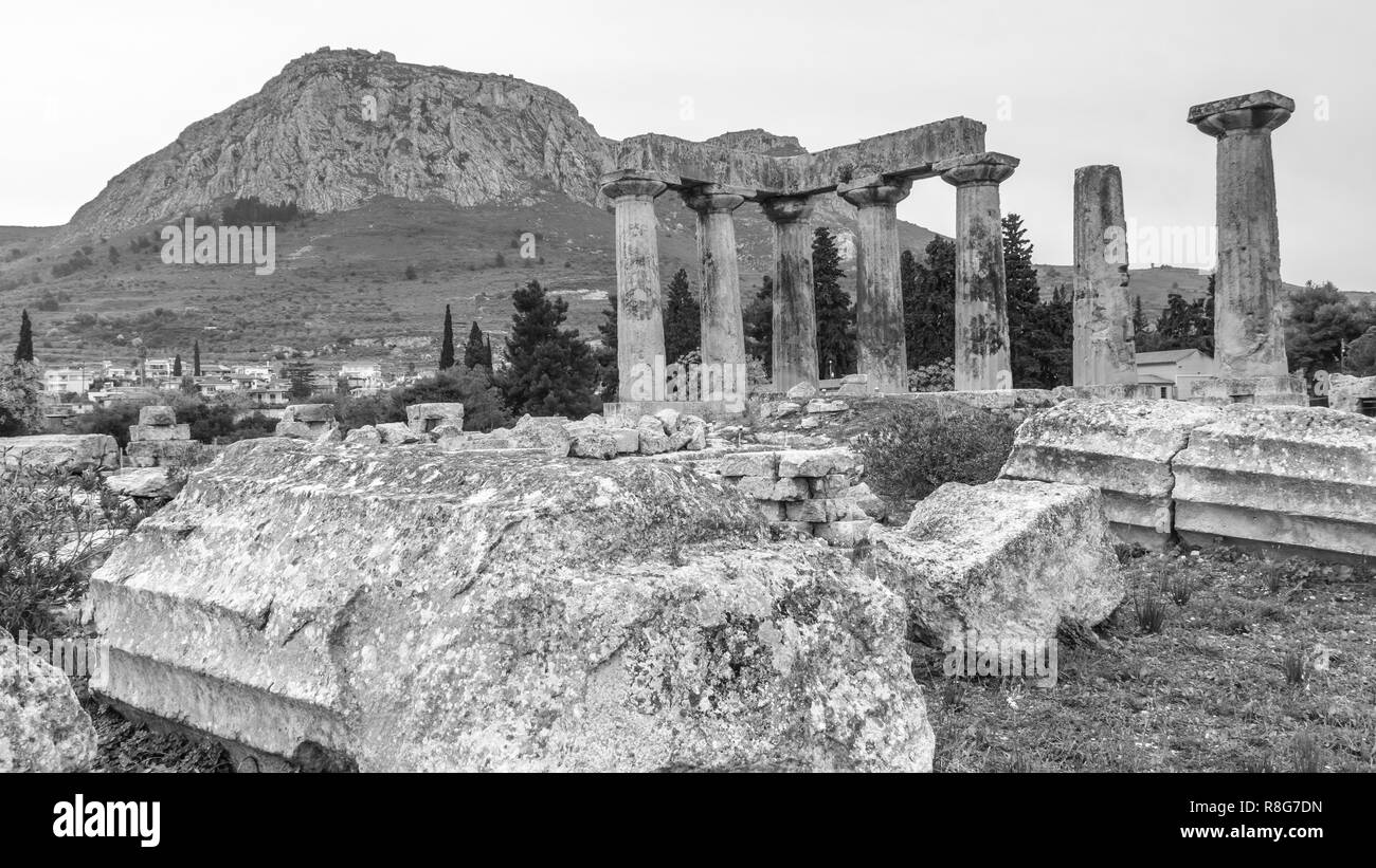 Temple of Apollo in Ancient Corinth, Greece Stock Photo - Alamy