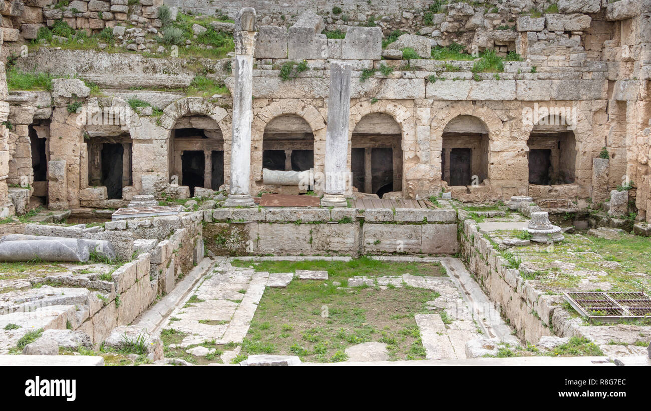 First Roman waterworks system in Ancient Corinth, Greece Stock Photo ...
