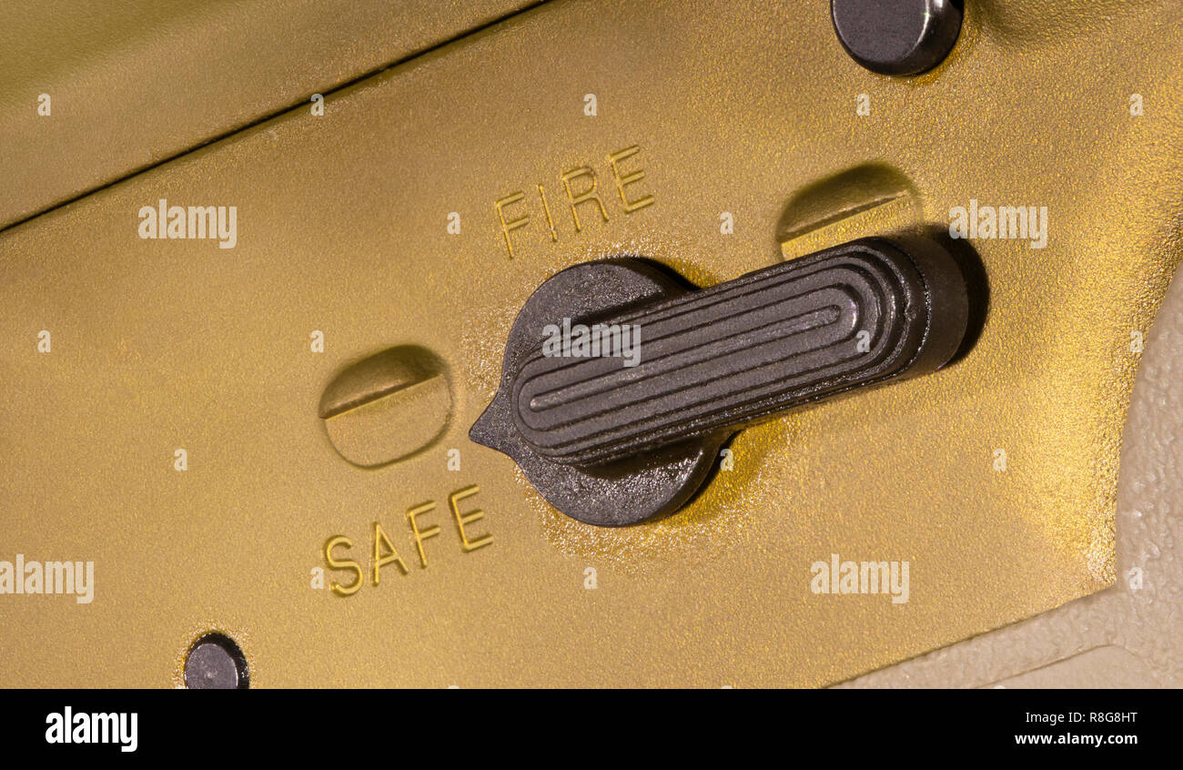 Safety on an AR-15 assault rifle that is on safe Stock Photo - Alamy