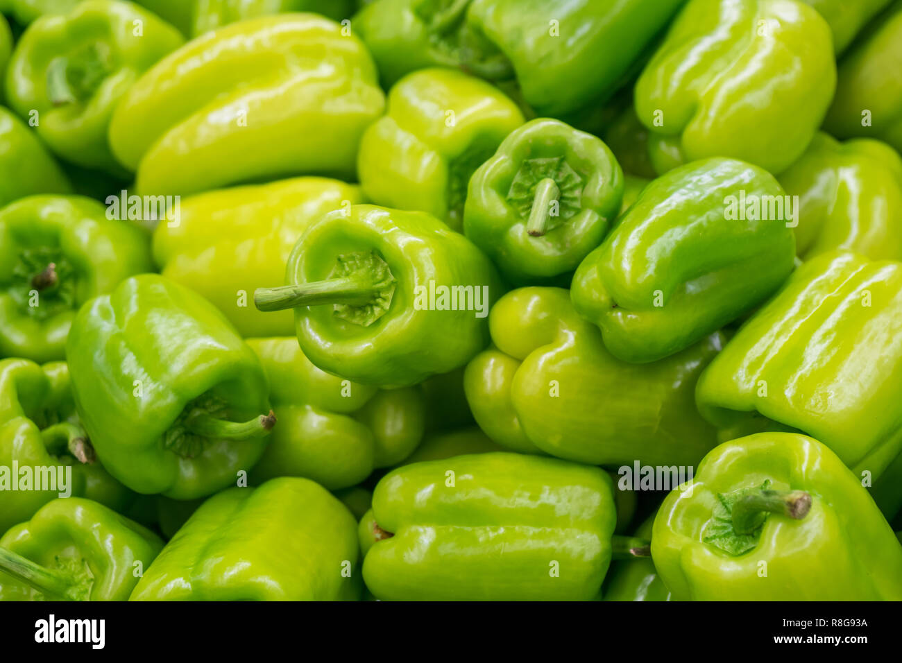 fresh green bell pepper in market, healthy food Stock Photo - Alamy