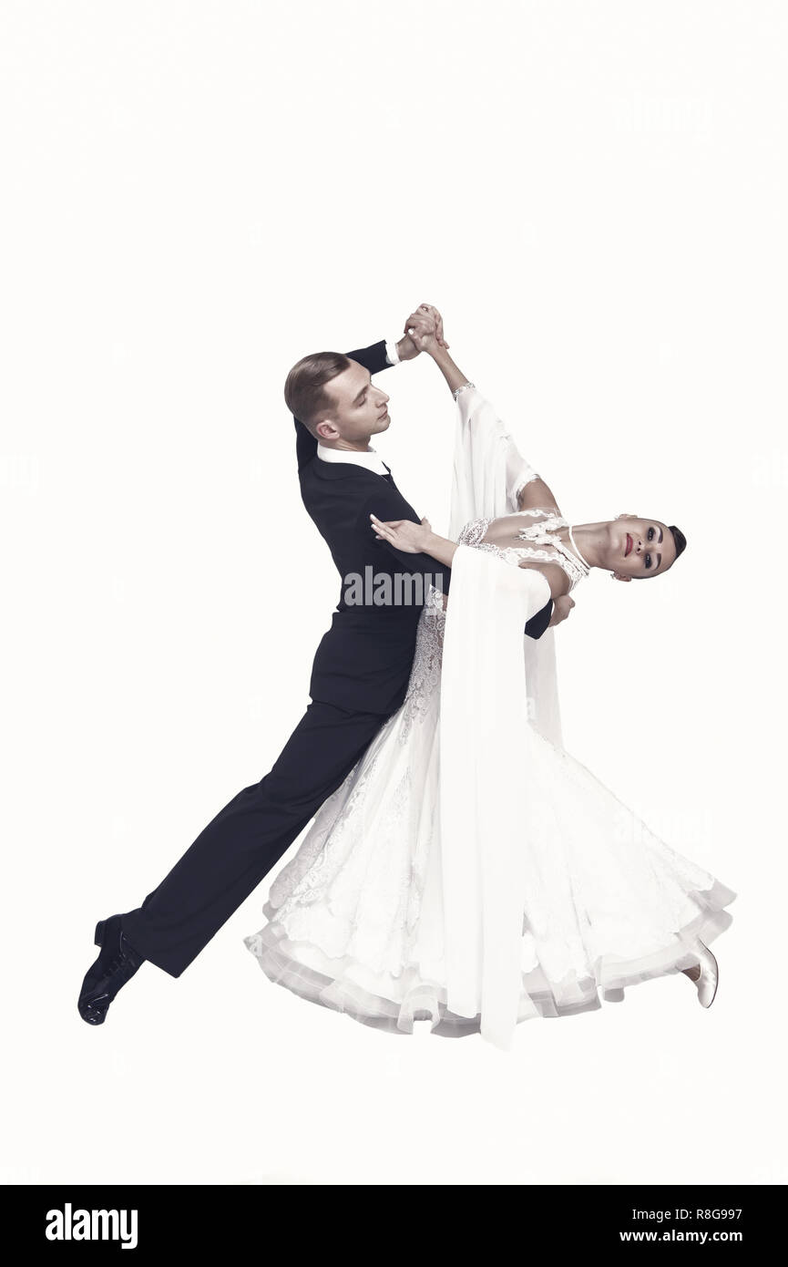 dance ballroom couple in a dance pose isolated on white background ...
