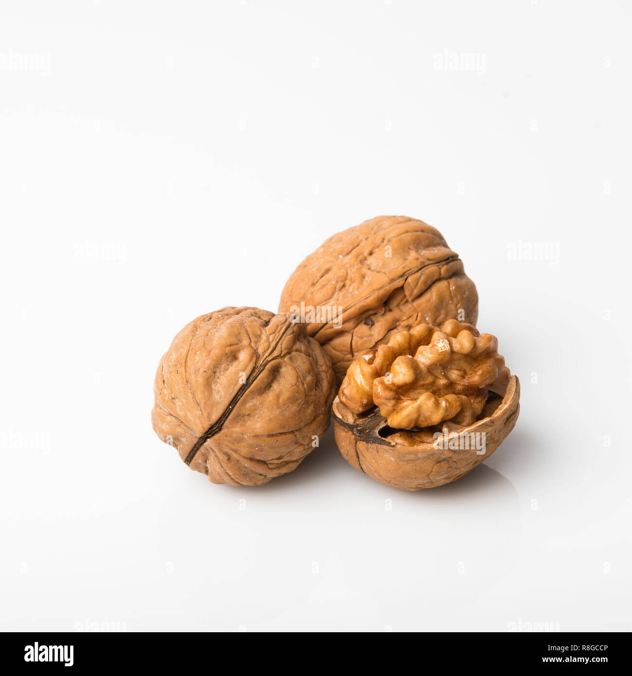 Food: Closeup of Walnut Isolated on White Background Shot in Studio ...