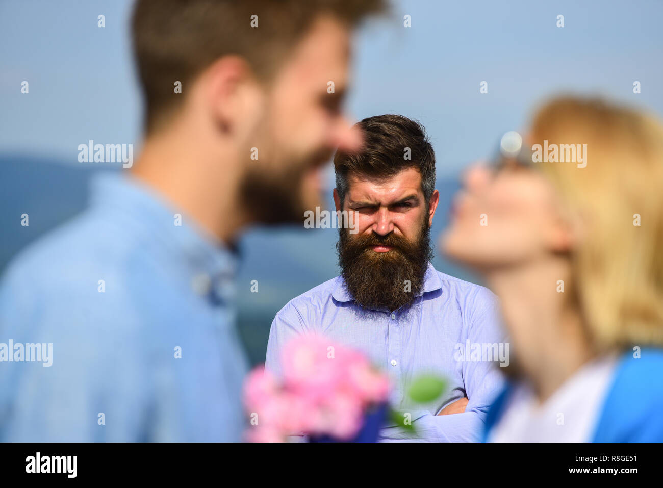 Lovers meeting outdoor flirt romance relations. Couple romantic date ...