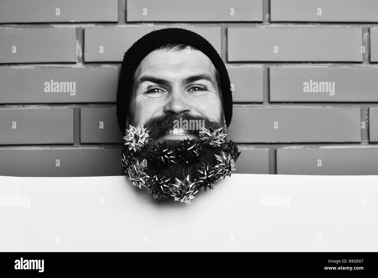 Brutal caucasian hipster gift Black and White Stock Photos & Images - Alamy
