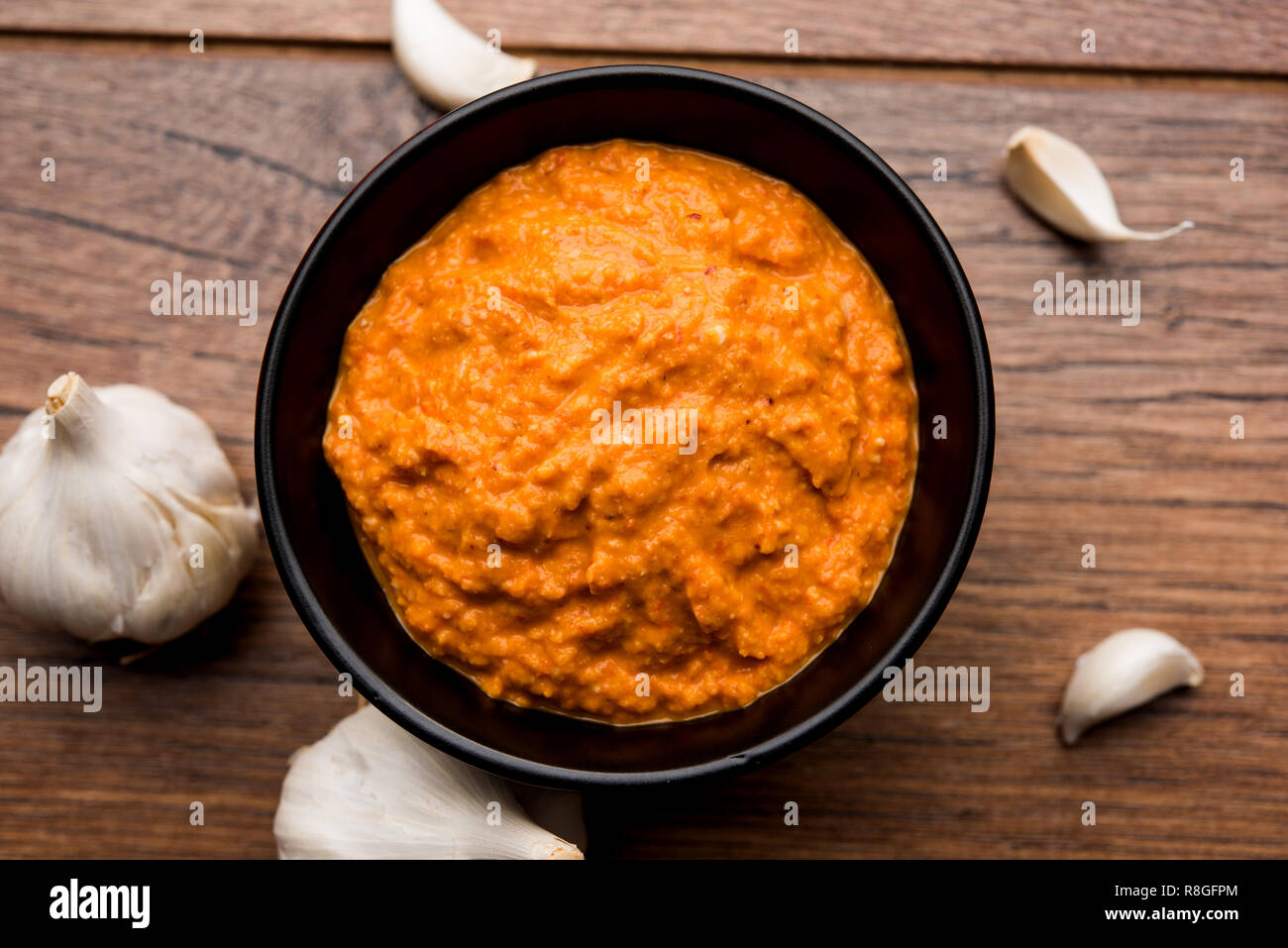 Garlic chutney, made using lahsun/lehsun originating from the India ...