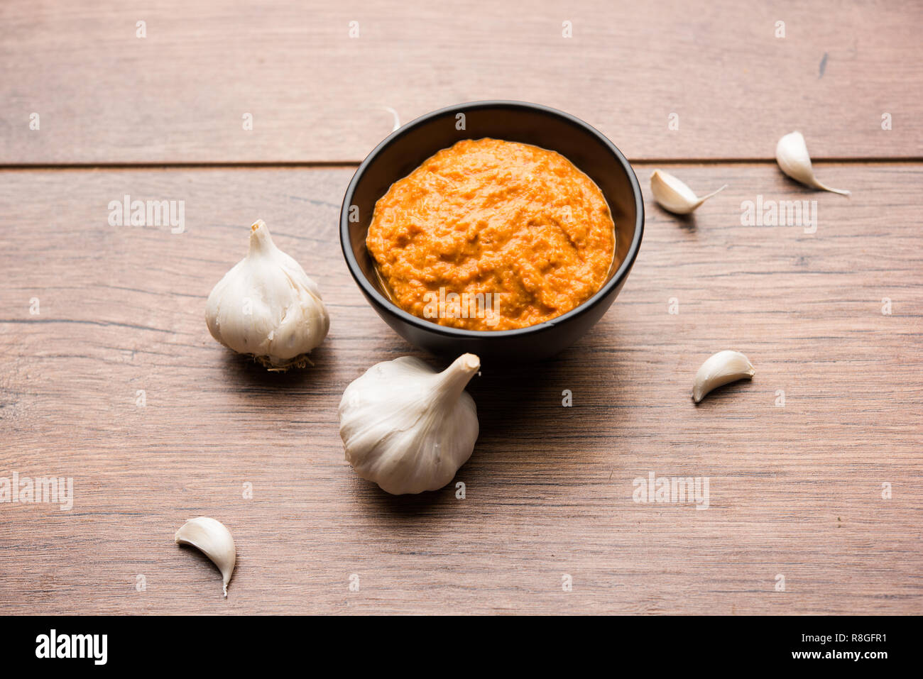 Garlic chutney, made using lahsun/lehsun originating from the India ...