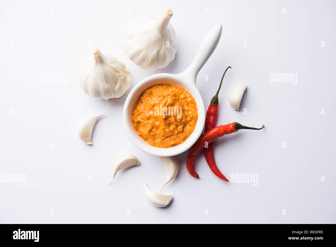 Garlic chutney, made using lahsun/lehsun originating from the India ...