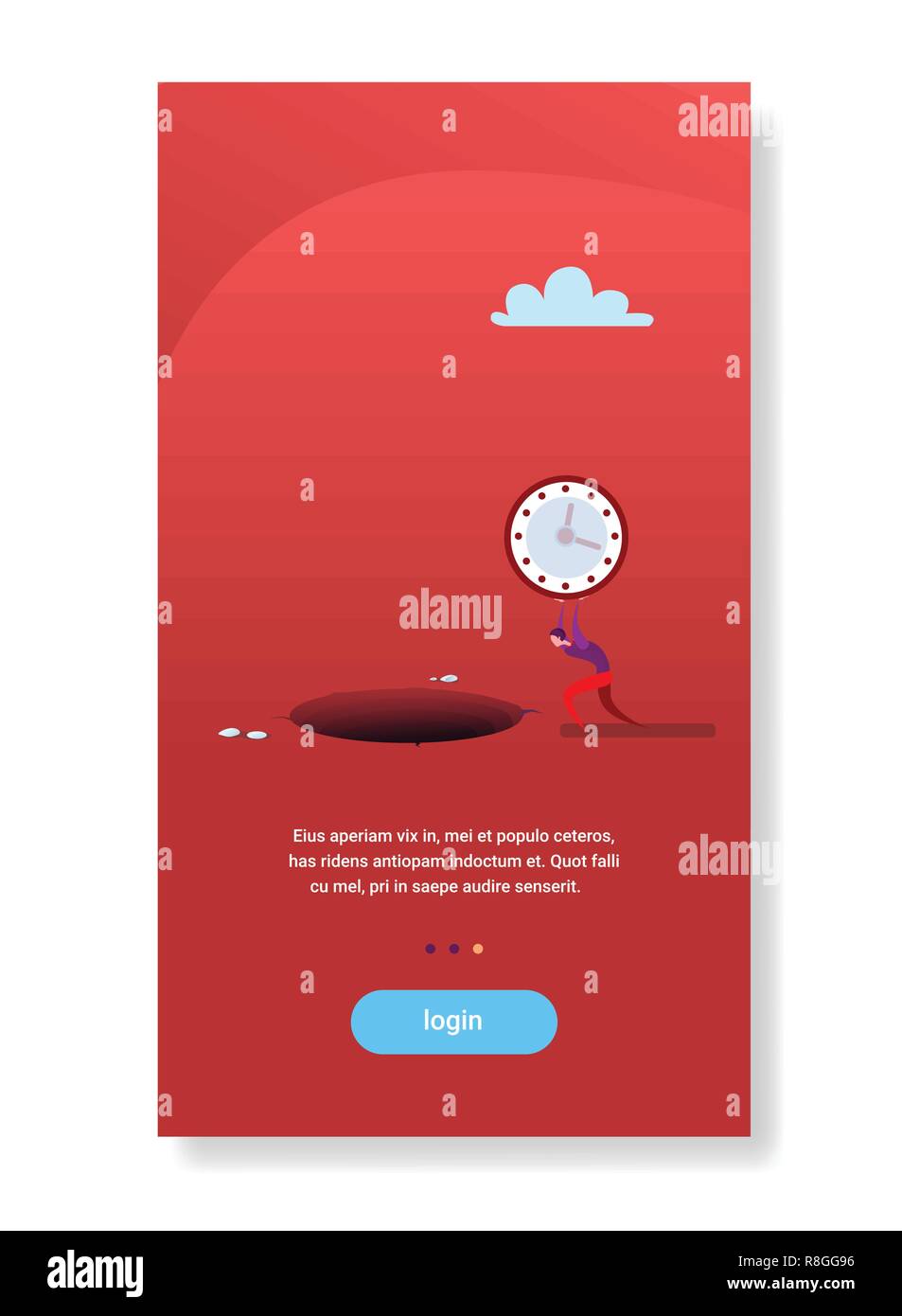 businessman throwing clock in hole time management concept flat ...