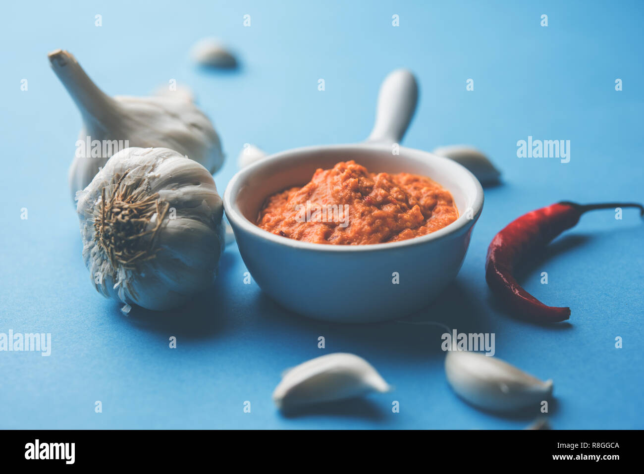 Garlic chutney, made using lahsun/lehsun originating from the India ...
