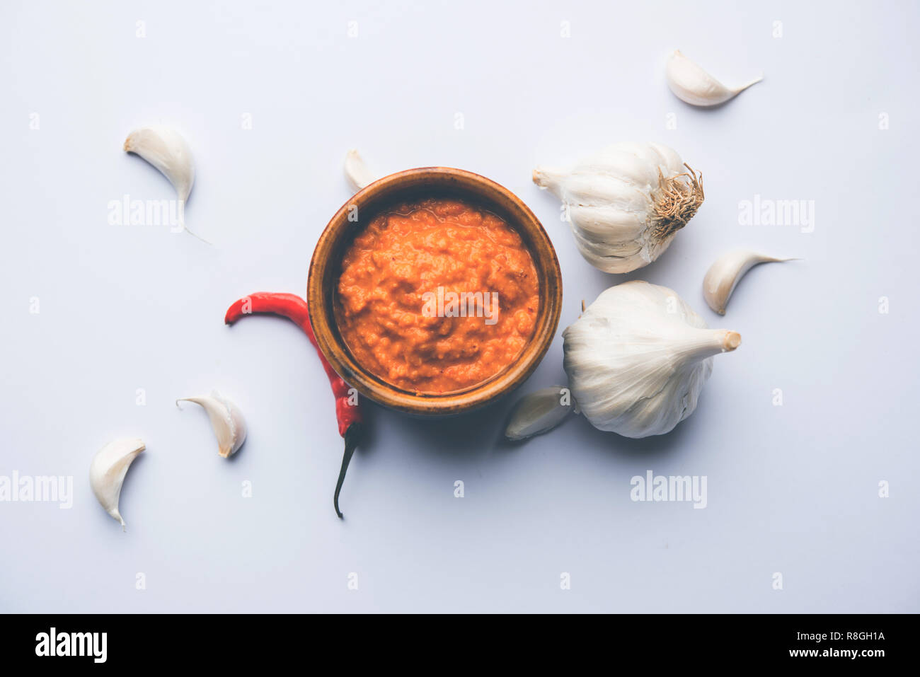 Garlic chutney, made using lahsun/lehsun originating from the India ...