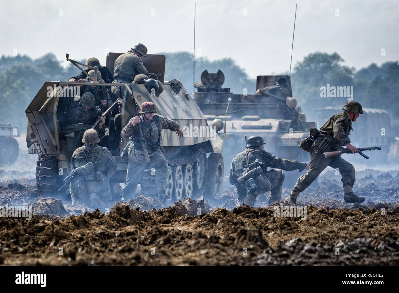 Panzer Troops Deploy from Half Track Stock Photo - Alamy