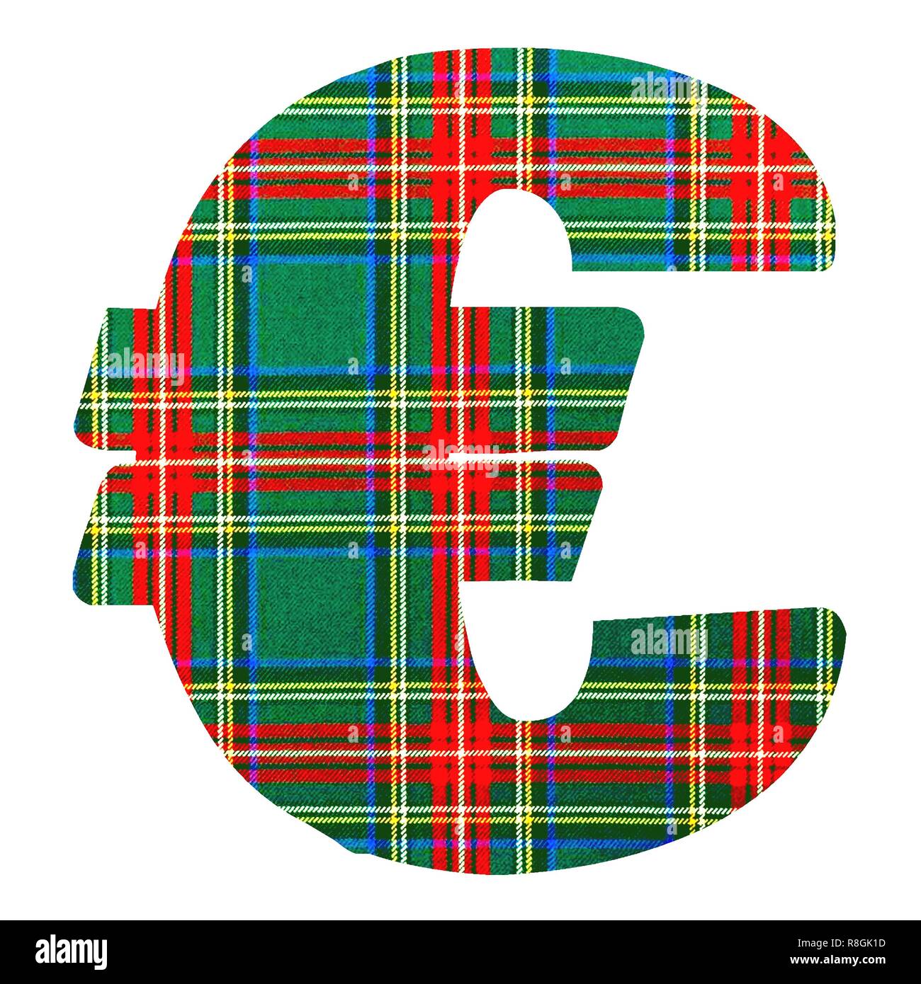 Scottish style fabric texture Alphabet Symbol Character on White ...