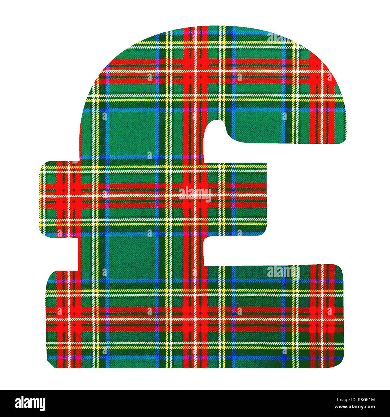Scottish style fabric texture Alphabet Symbol Character on White ...