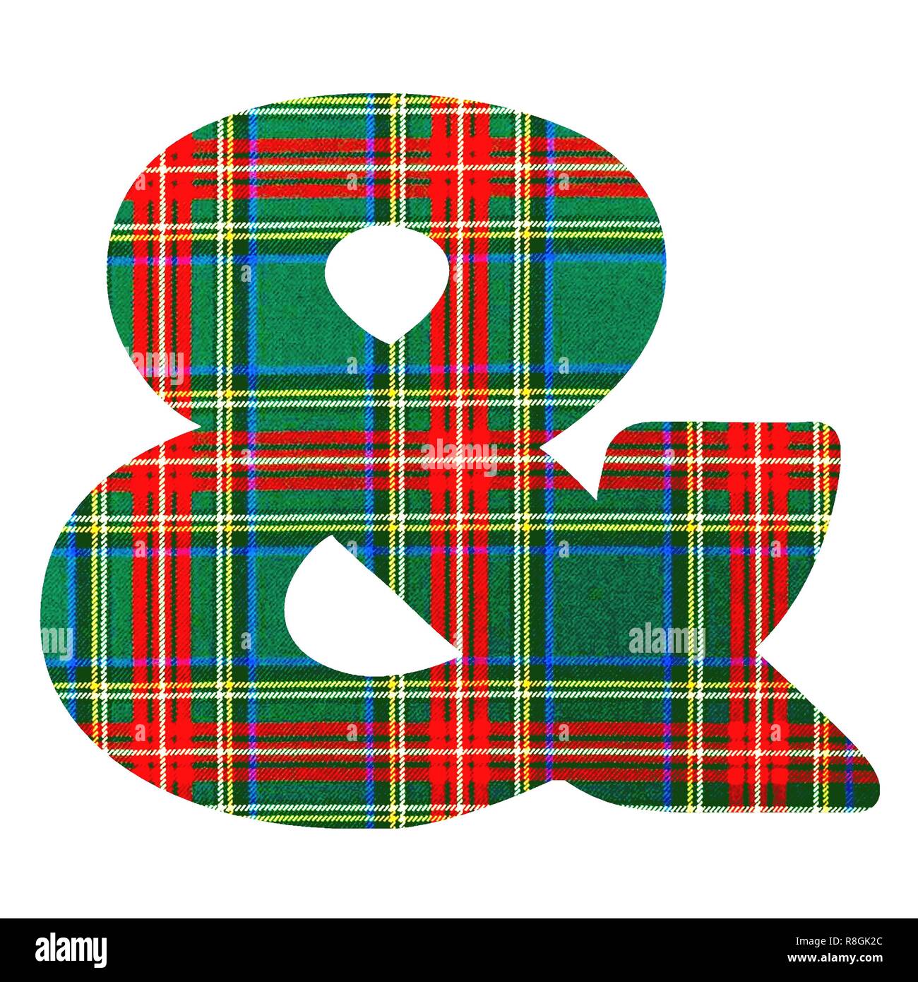 Scottish style fabric texture Alphabet Symbol Character on White ...