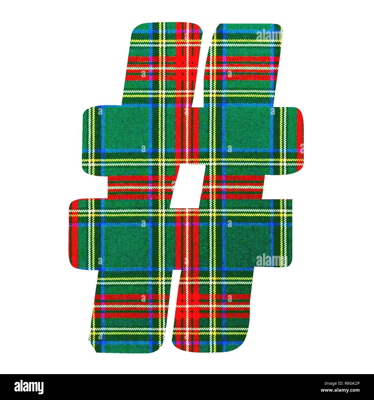 Scottish style fabric texture Alphabet Symbol Character on White ...