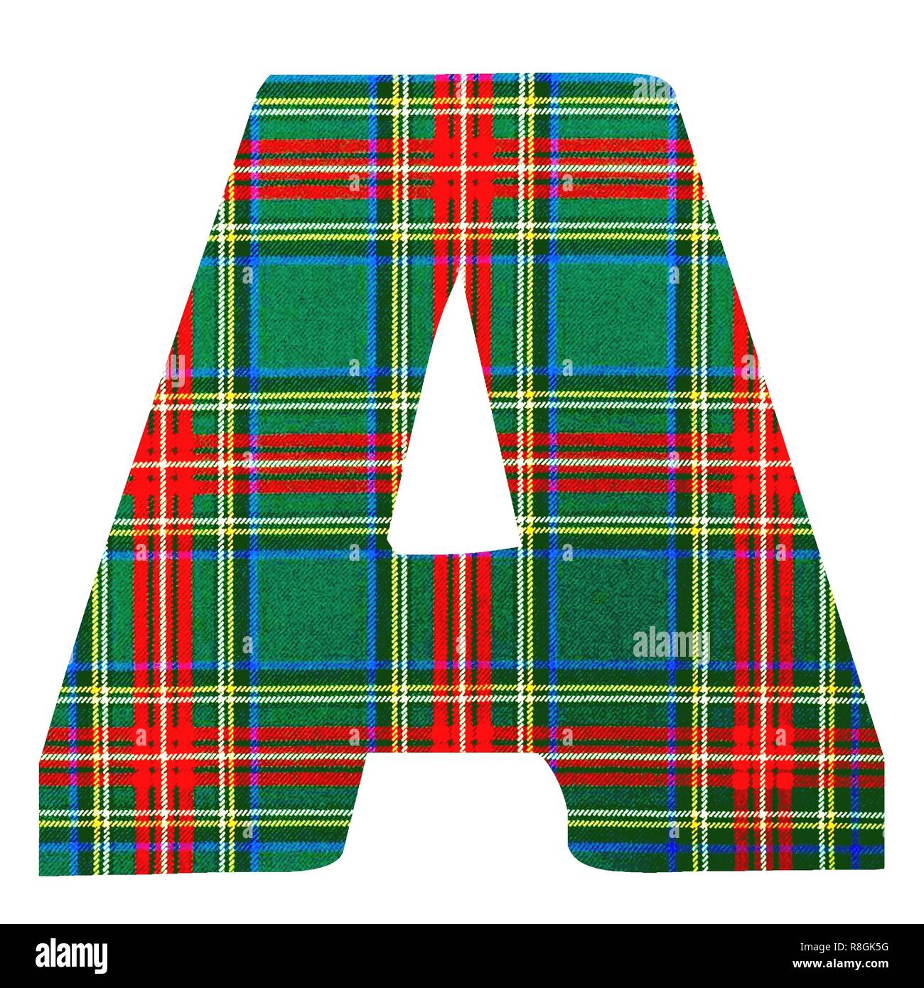 Scottish style fabric texture Alphabet Symbol Character on White ...