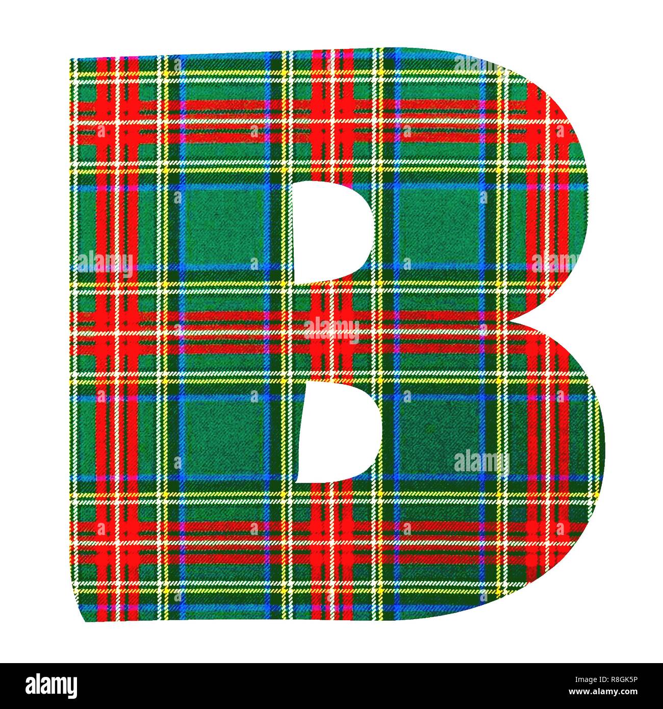 Scottish style fabric texture Alphabet Symbol Character on White ...