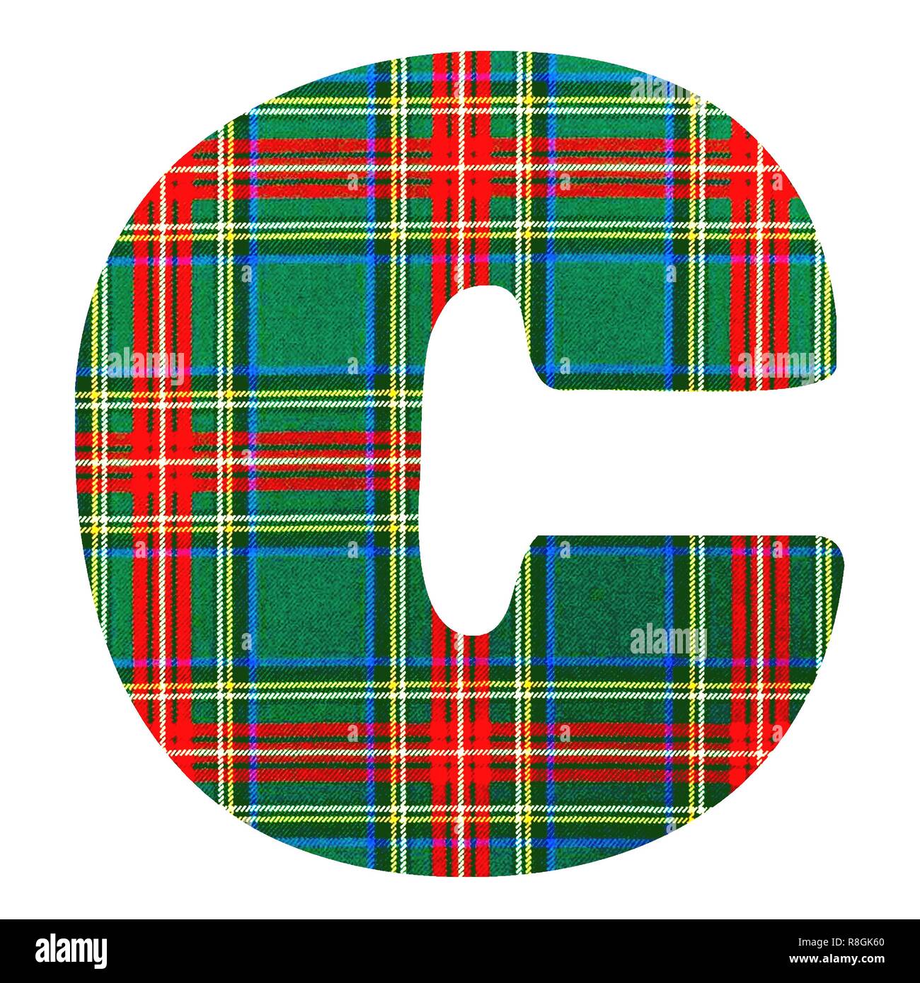 Scottish style fabric texture Alphabet Symbol Character on White ...