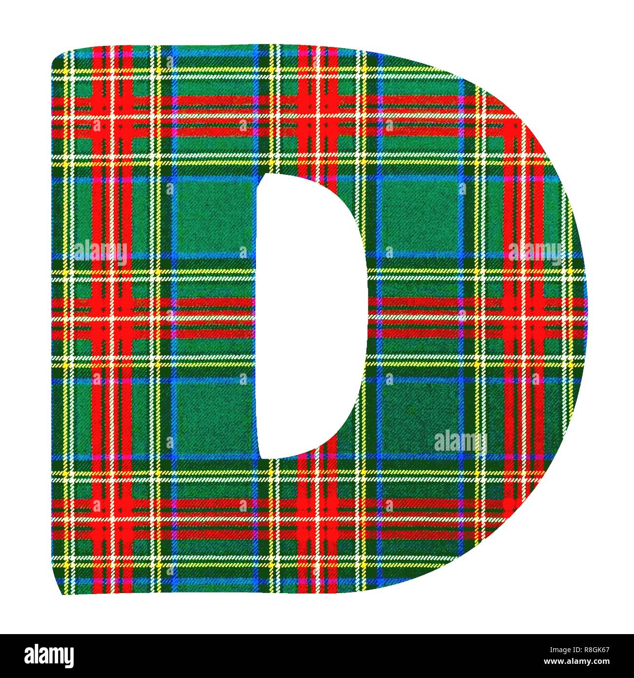 Scottish style fabric texture Alphabet Symbol Character on White ...