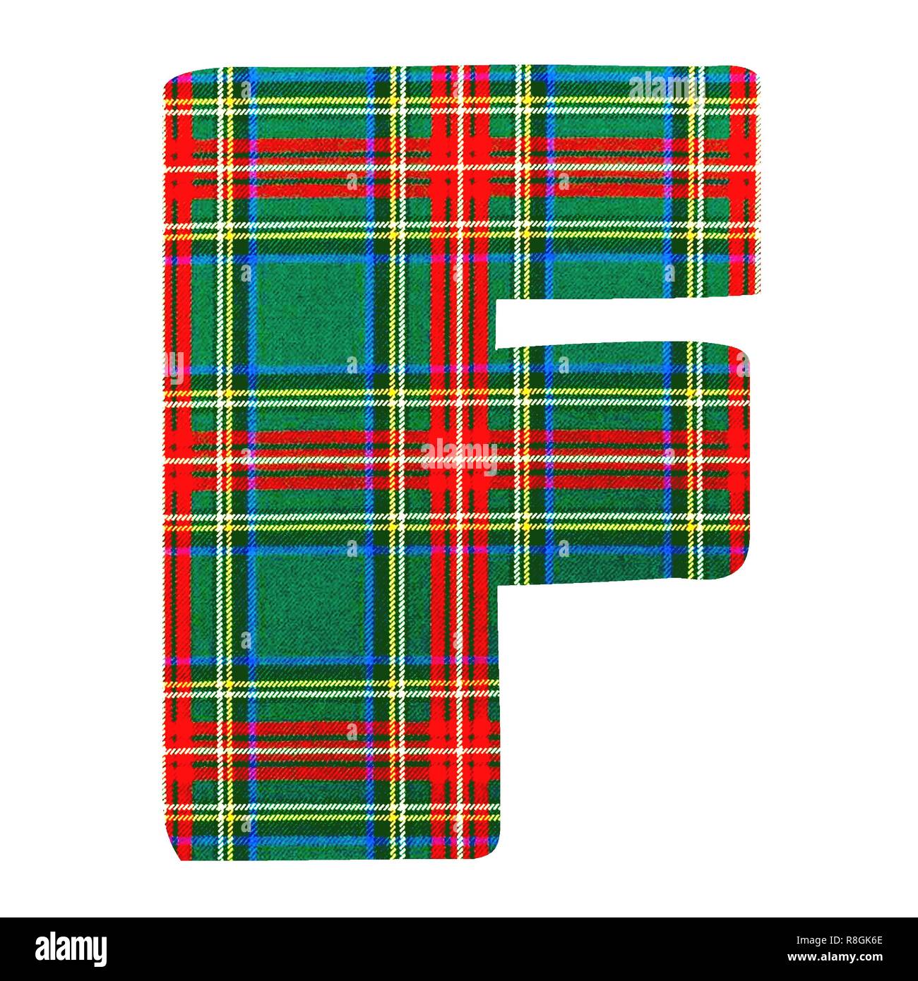 Scottish style fabric texture Alphabet Symbol Character on White ...