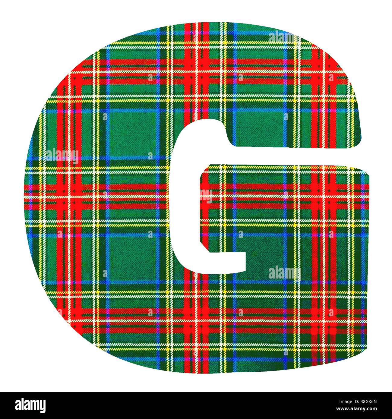 Scottish style fabric texture Alphabet Symbol Character on White ...