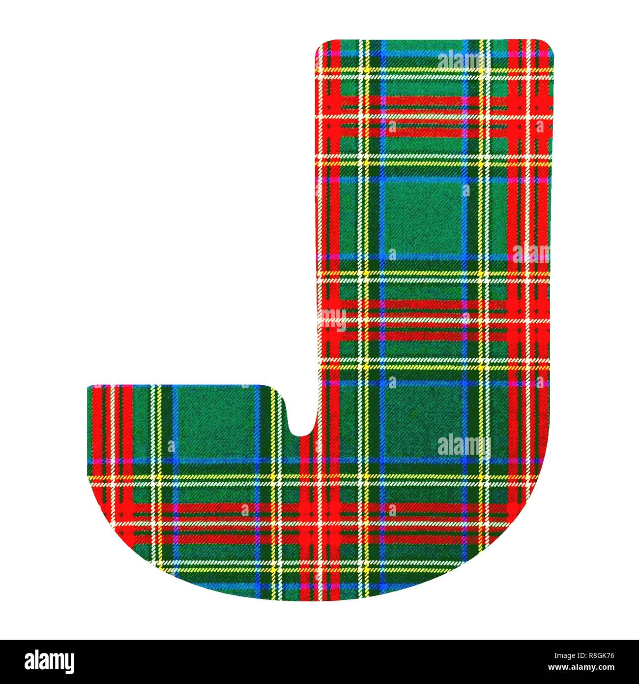 Scottish style fabric texture Alphabet Symbol Character on White ...
