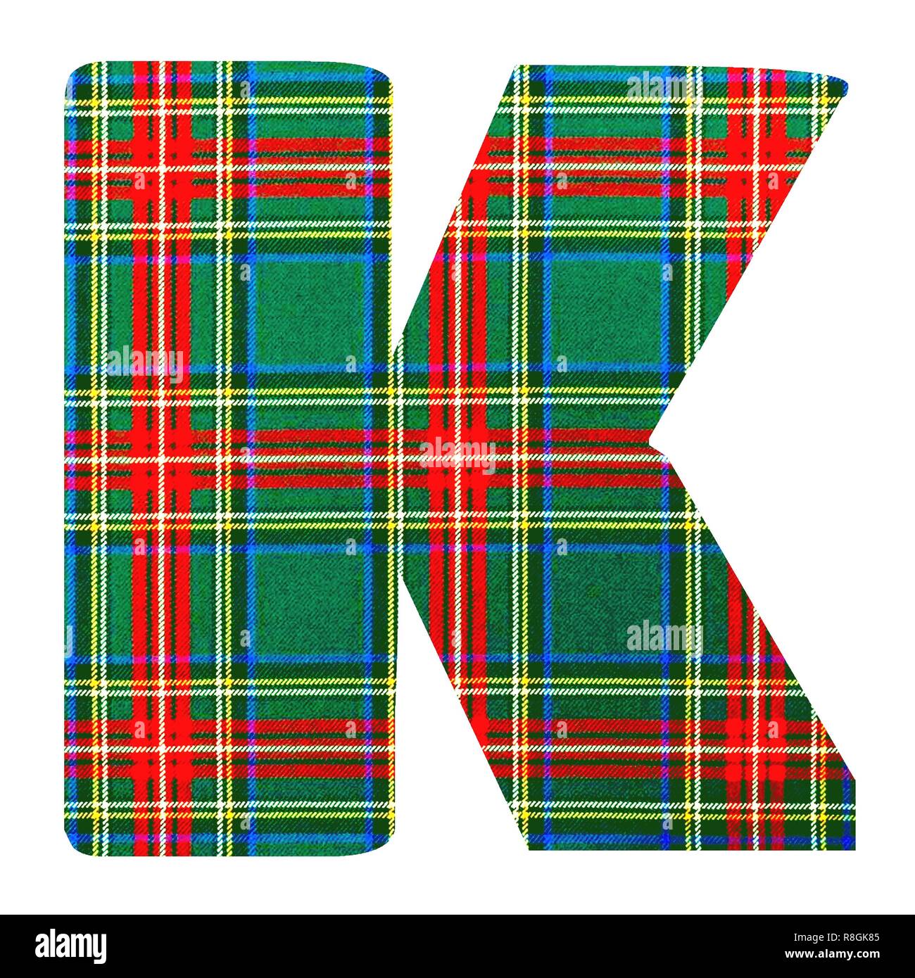 Scottish style fabric texture Alphabet Symbol Character on White ...