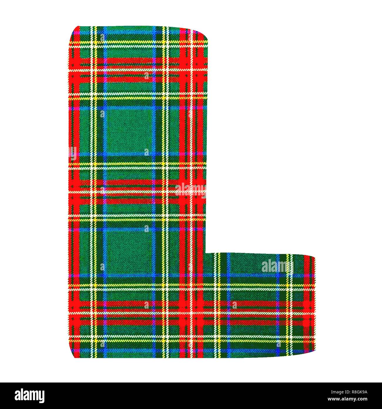 Scottish style fabric texture Alphabet Symbol Character on White ...