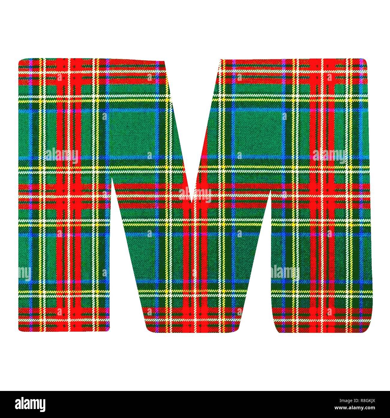 Scottish style fabric texture Alphabet Symbol Character on White ...