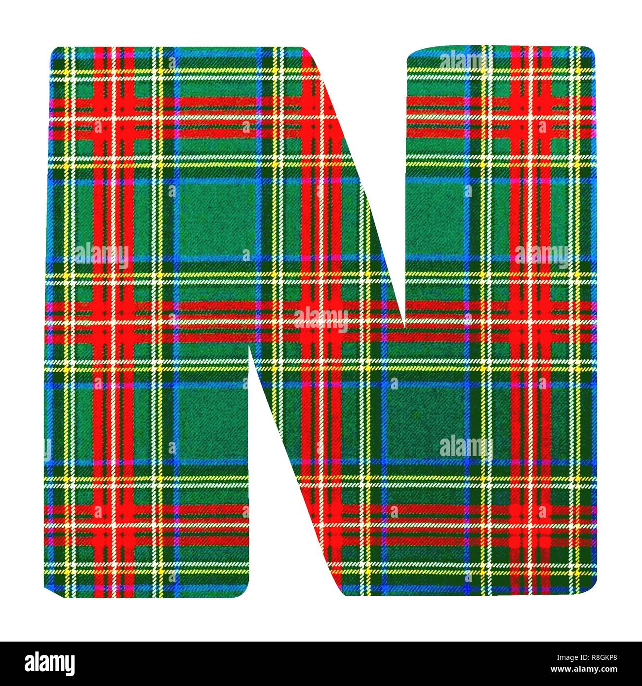 Scottish style fabric texture Alphabet Symbol Character on White ...