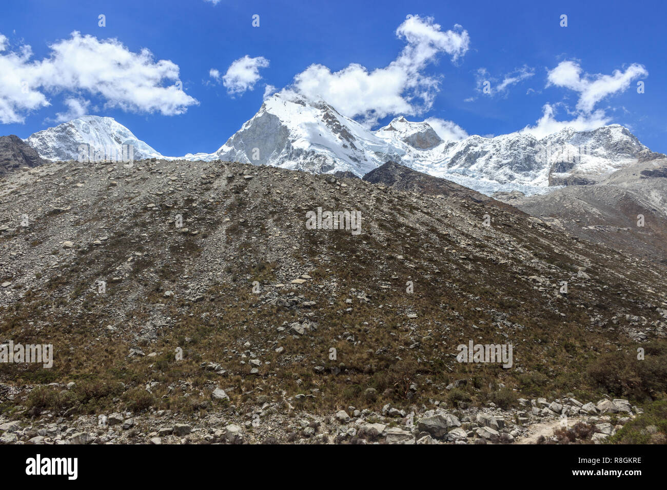 snow white peaks of the andes with glaciers in peru Stock Photo - Alamy