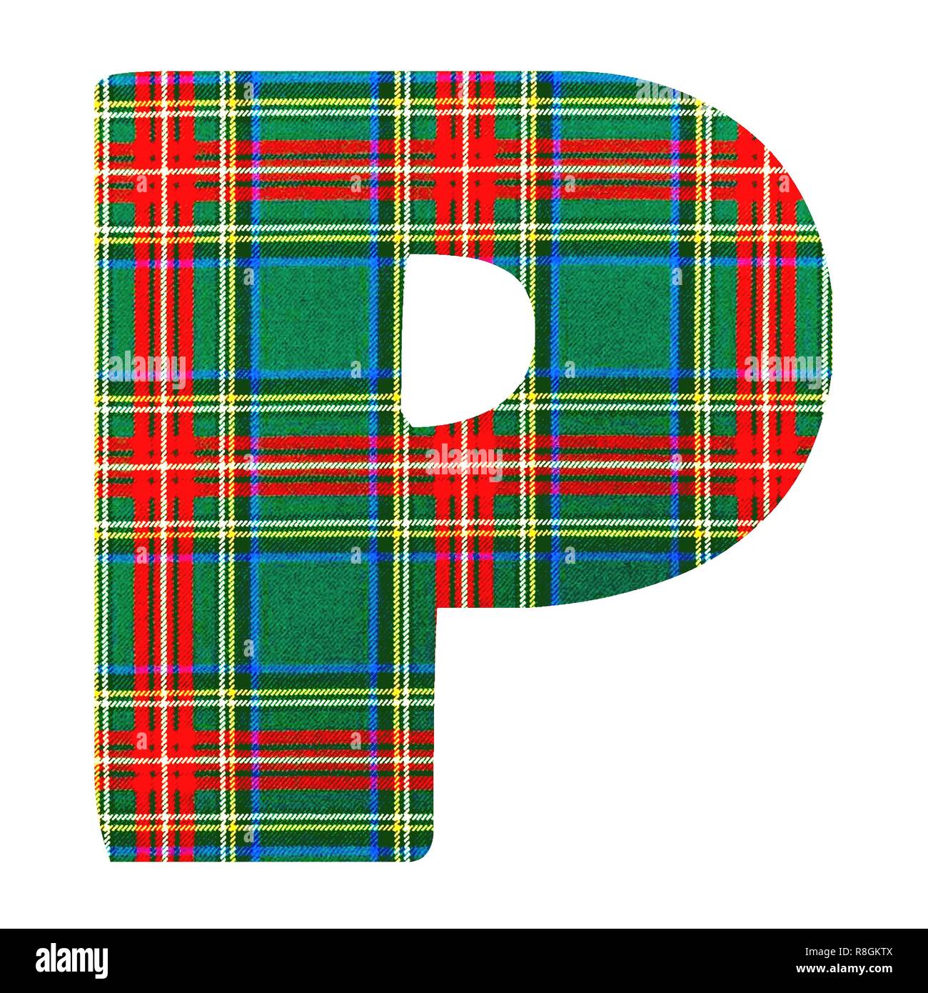 Scottish style fabric texture Alphabet Symbol Character on White ...