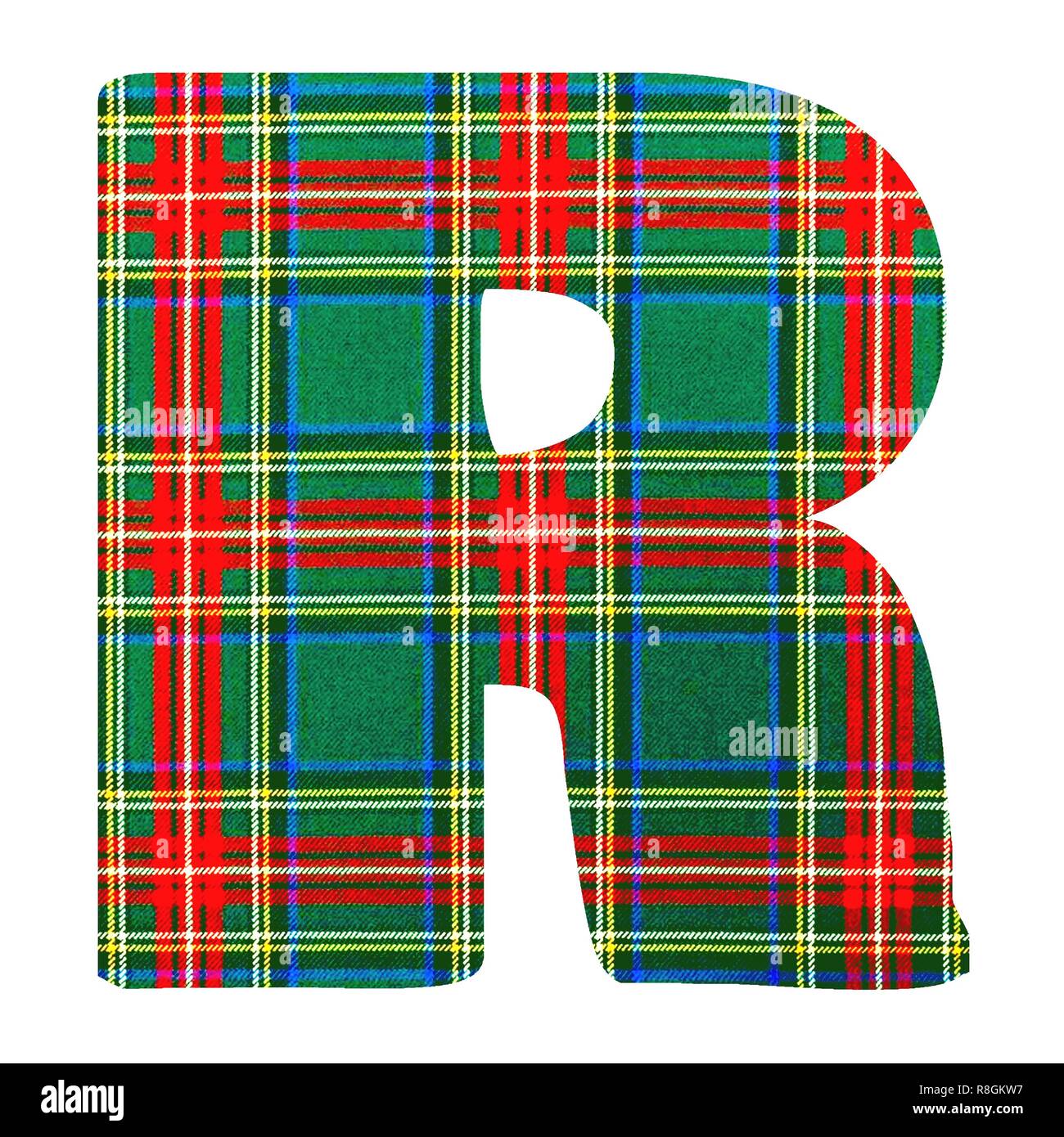 Scottish style fabric texture Alphabet Symbol Character on White ...
