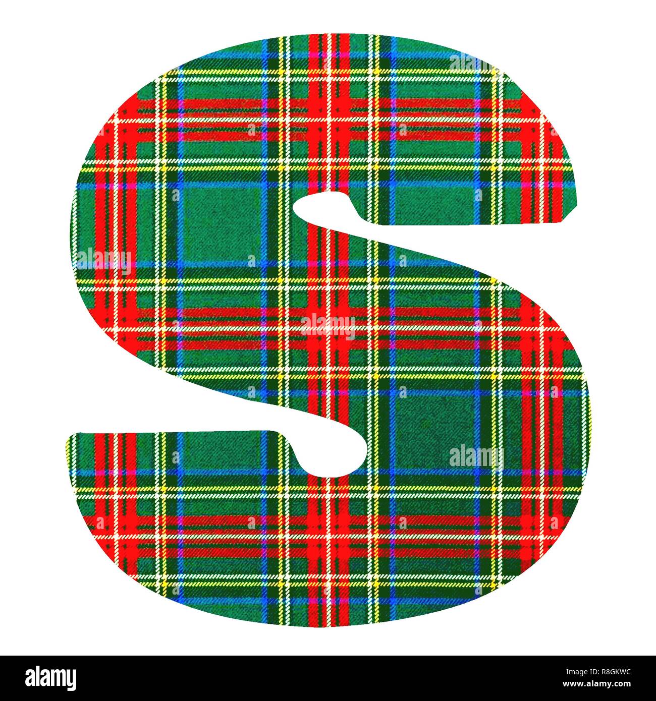 Scottish style fabric texture Alphabet Symbol Character on White ...