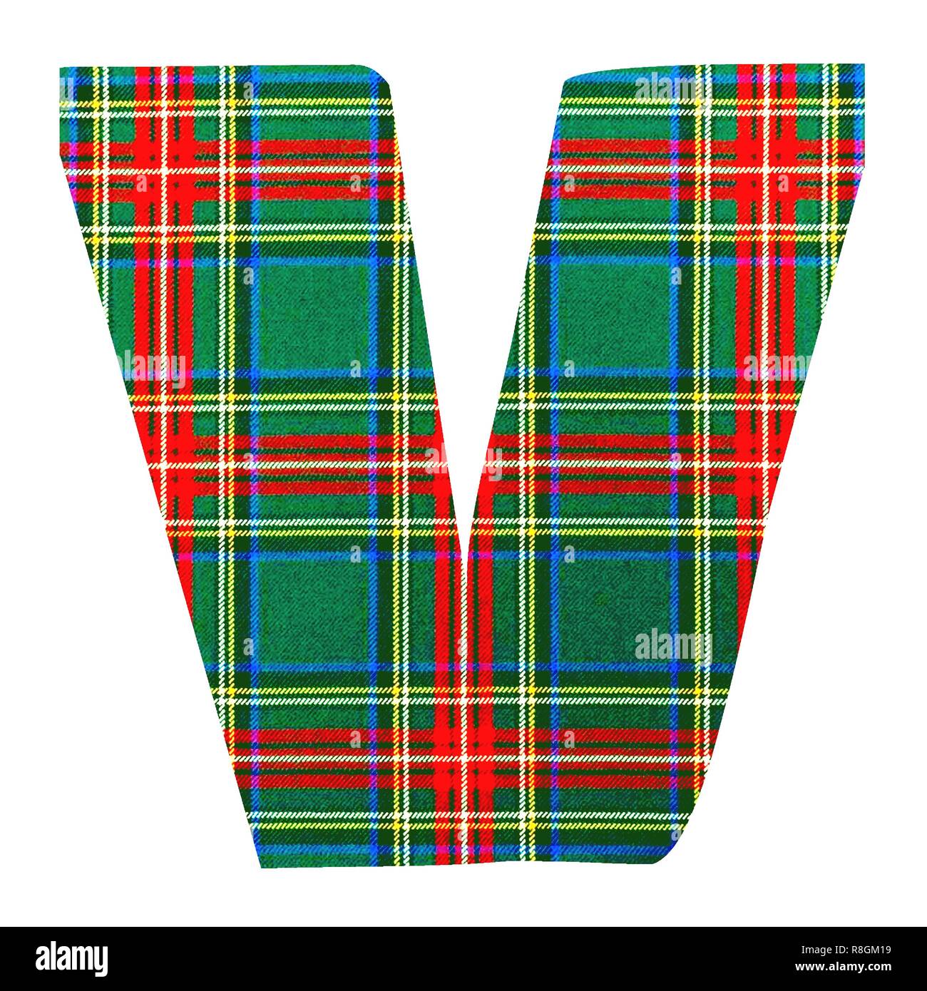 Scottish style fabric texture Alphabet Symbol Character on White ...