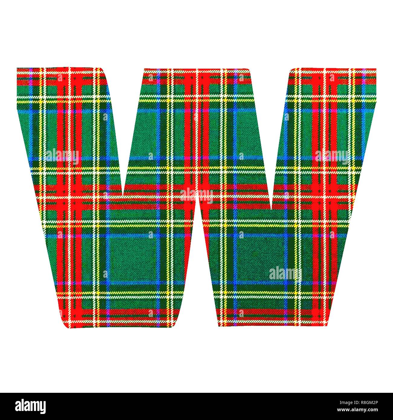 Scottish style fabric texture Alphabet Symbol Character on White ...