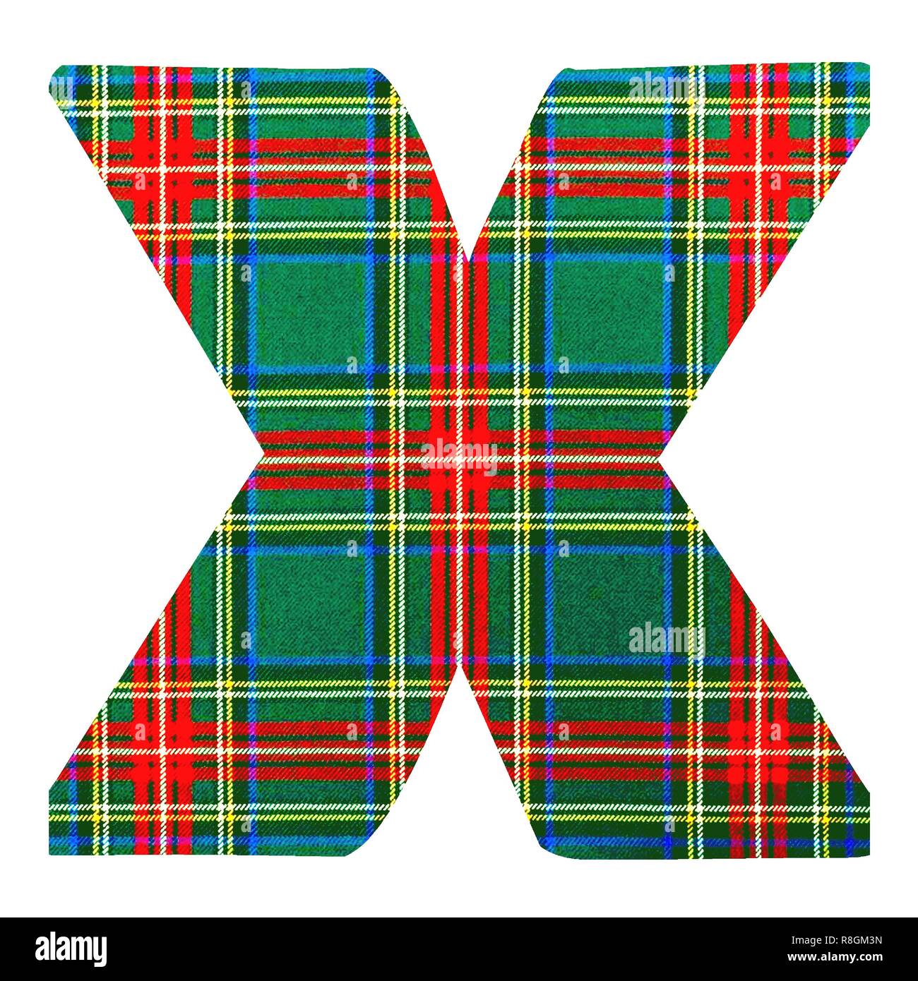 Scottish style fabric texture Alphabet Symbol Character on White ...