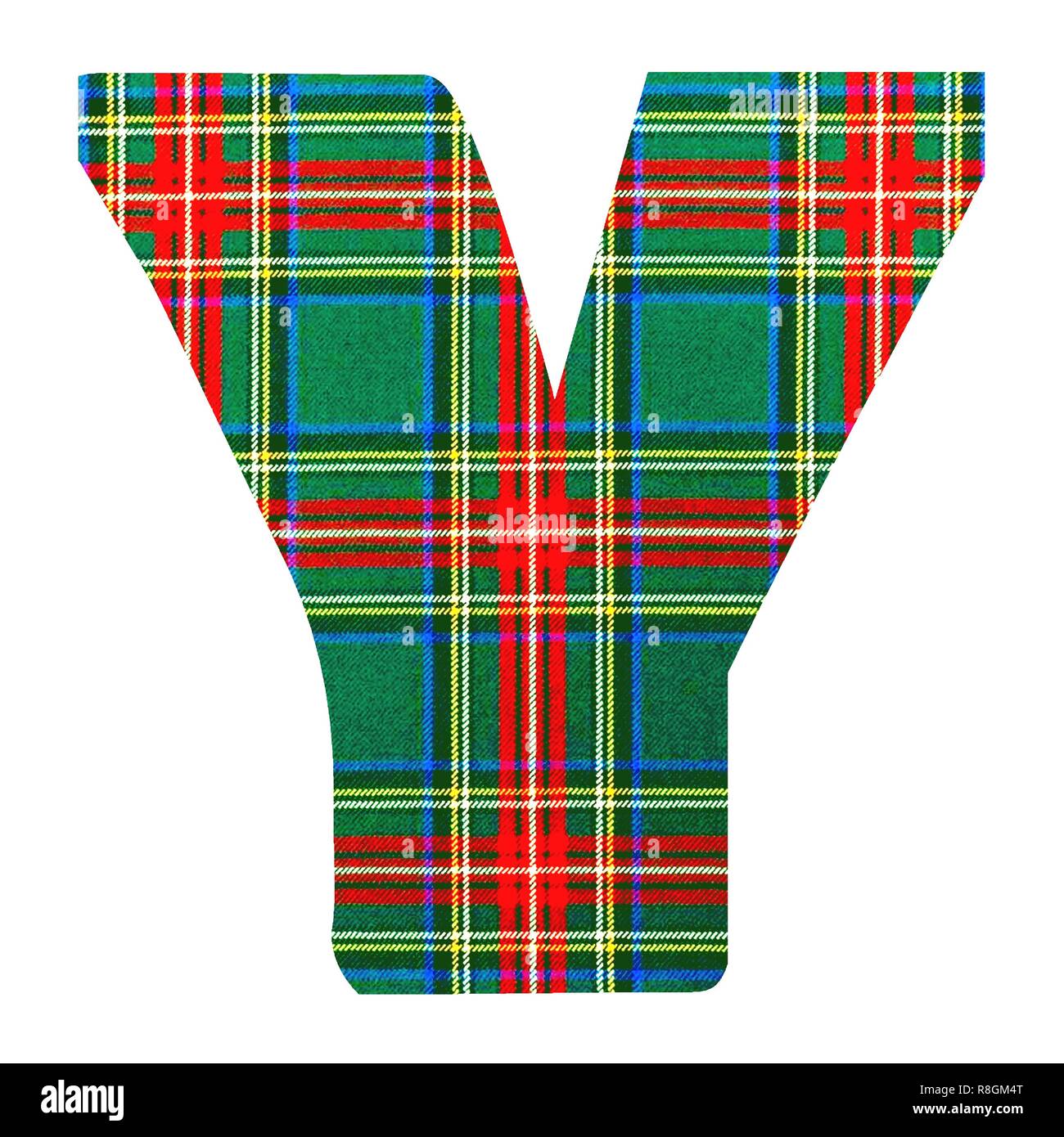 Scottish style fabric texture Alphabet Symbol Character on White ...