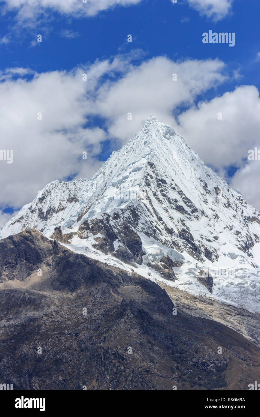 snow white peaks of the andes with glaciers in peru Stock Photo - Alamy